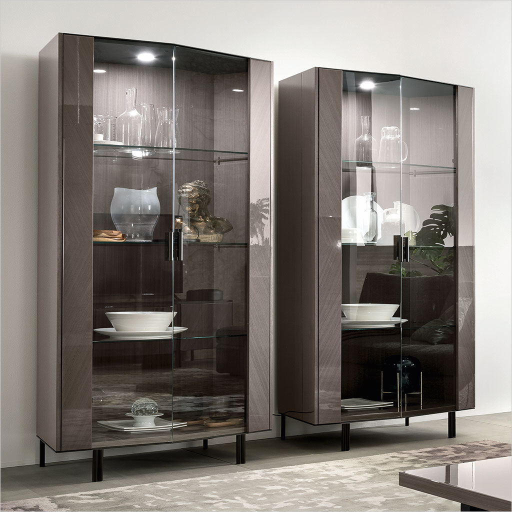 Curio Console Arched Modern Curio Cabinet With Glass Doors From